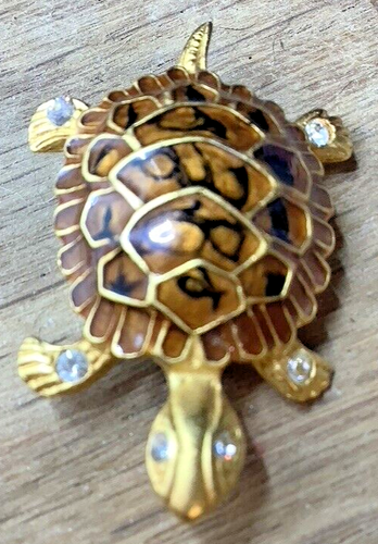 Gold Tone Turtle Pin – Stylish Enamel Design for Accessories | eBay