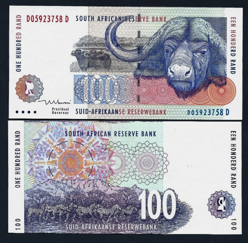 South Africa 100 RAND P-126 B 1999 Animal ZEBRA UNC World CURRENCY ...