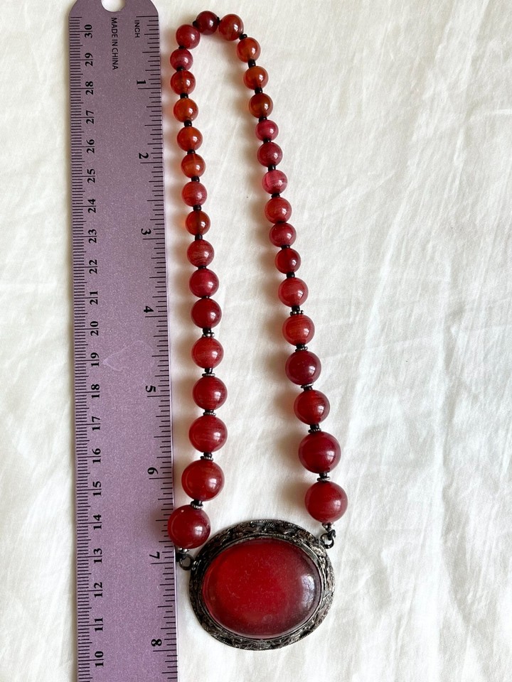 Antique Chinese red glass dragon pendant necklace | eBay