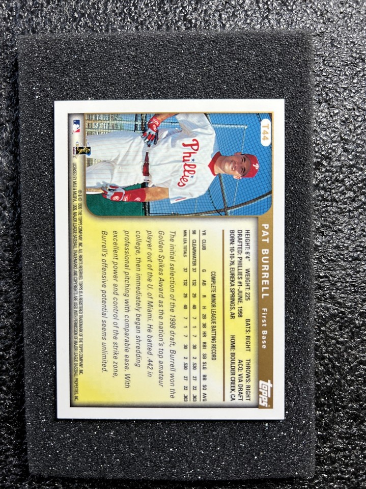 1999 Topps Traded Baseball Card #44 Pat Burrell Philadelphia Phillies ...