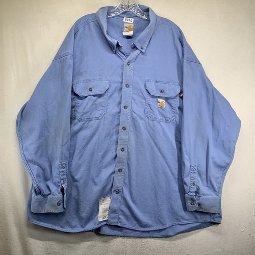 Carhartt FR Button Up Shirt 4XL CAT 2 NFPA 2112 Light Blue Some Spots ...