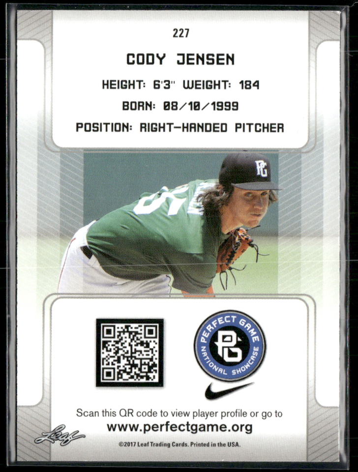 Cody Jensen 2017 Leaf Perfect Game #227 | eBay