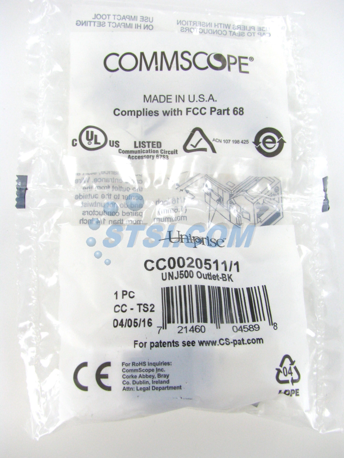 LOT OF 6 CommScope UNJ500-BLACK Uniprise Modular jack Cat5e RJ45 ...