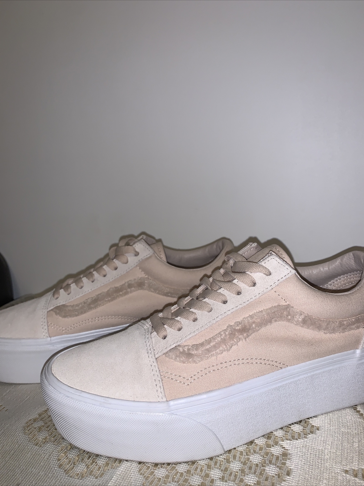 VANS Old Skool Stacked Platform Shoes Pink Suede & Ca… - Gem