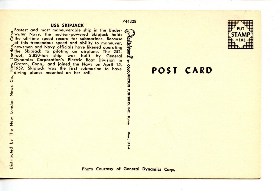 Nuclear Powered USS Skipjack-Military Underwater Navy Submarine-Vintage ...