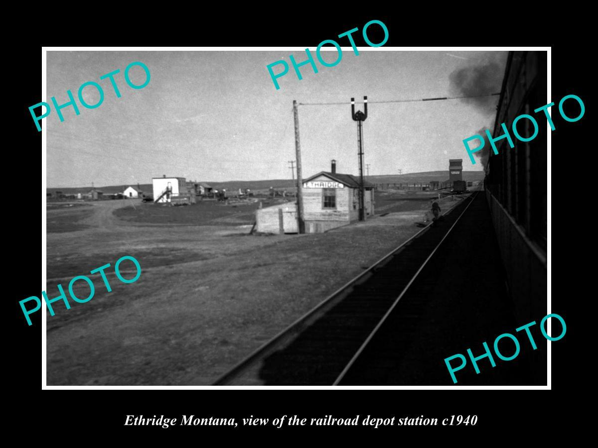 OLD 8x6 HISTORIC PHOTO OF ETHRIDGE MONTANA THE RAILROAD DEPOT STATION ...