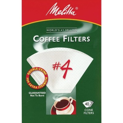 Melitta #4 Cone 8-12 Cup White Coffee Filter (40-Pack) 624404 Melitta ...