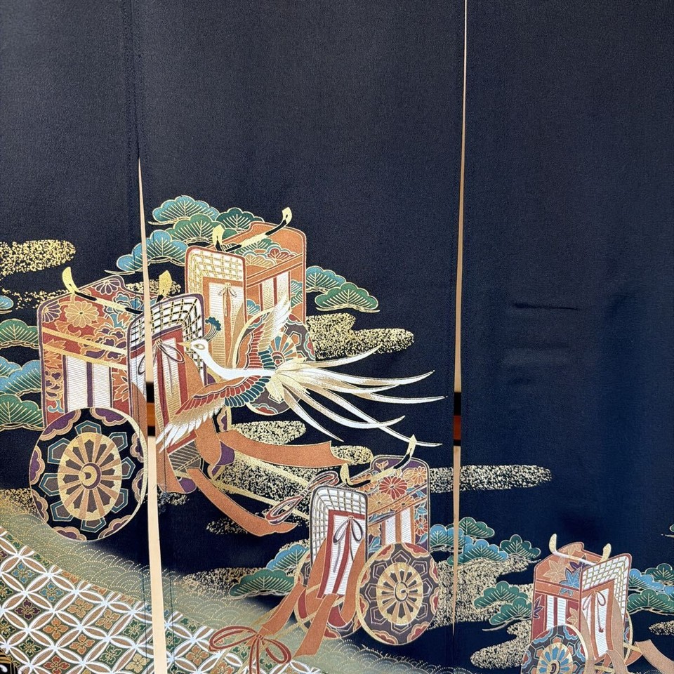 Silk Noren Japanese Curtains Remade From Black Tomesode Festival Float ...