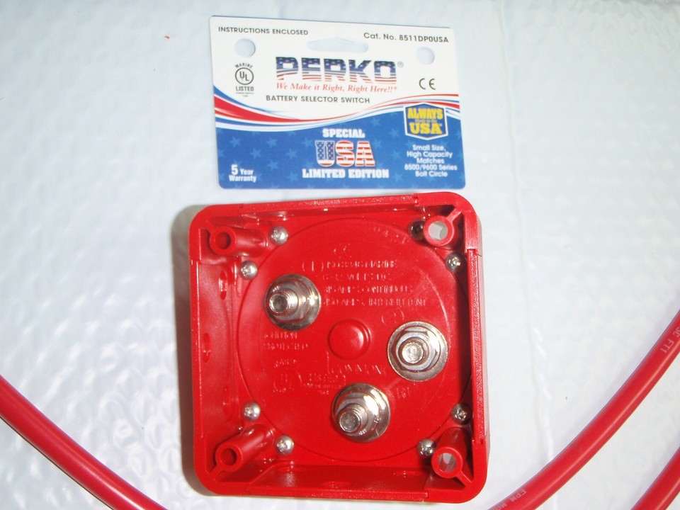 PERKO DUAL TWO BATTERY SWITCH 8511DP 4GA WIRE 4FT RED 63033 2FT BLACK ...