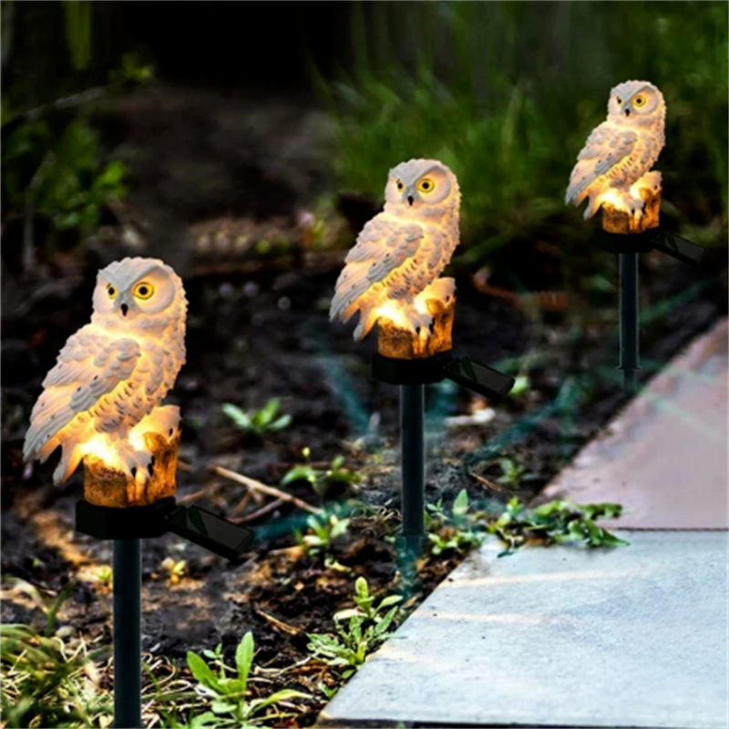 Outdoor Solar Power LED Owl Light Garden Yard Landscape Decor Lamp ...