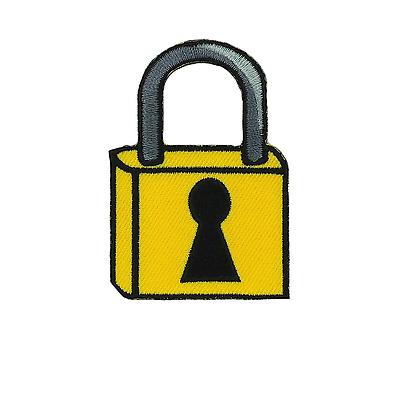 Patch embroidered iron on cloth badges kawaii biker lock padlock ...