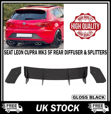 FOR SEAT LEON CUPRA MK3 5F REAR DIFFUSER AND REAR SIDE SPLITTERS BODY ...