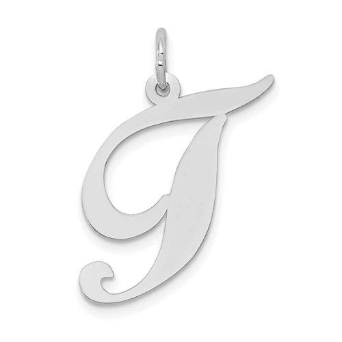 14k White Gold Large Fancy Script Letter T Initial Charm | eBay