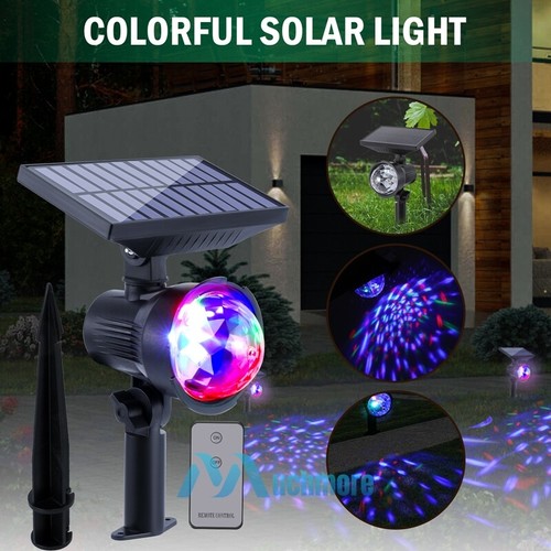 Rotating Solar Light RGB Rainbow Outdoor Garden Yard Lawn Projector ...