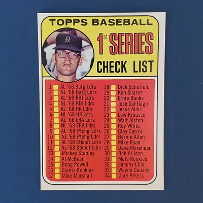 VINTAGE - 1969 TOPPS BASEBALL "1ST SERIES CHECKLIST" #57 - PACK FRESH ...