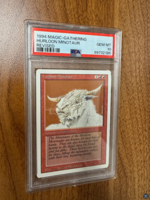 1994 MTG Magic The Gathering Revised Hurloon Minotaur PSA 10 GEM MINT ...