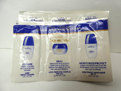 Avon Anew 13 Sample Packs 3 Step Skincare Cleanse Treat Moisturize 3 ml ...