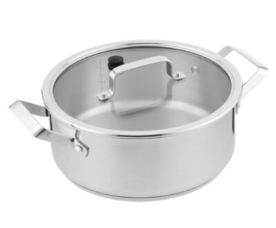 MasterChef stainless cookware casserole pan with glass lid, 24cm 4.2L ...