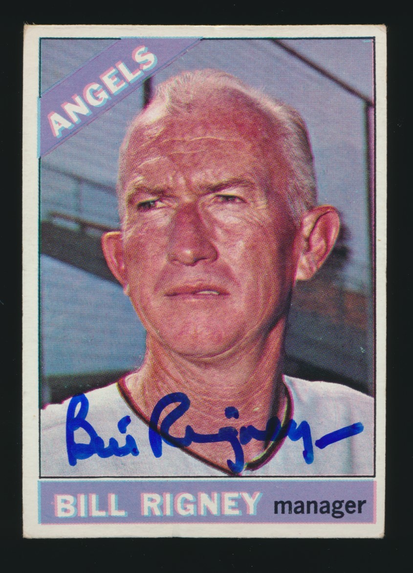 1966 Topps #249 BILL RIGNEY -Mgr (California Angels) *AUTOGRAPHED* d ...