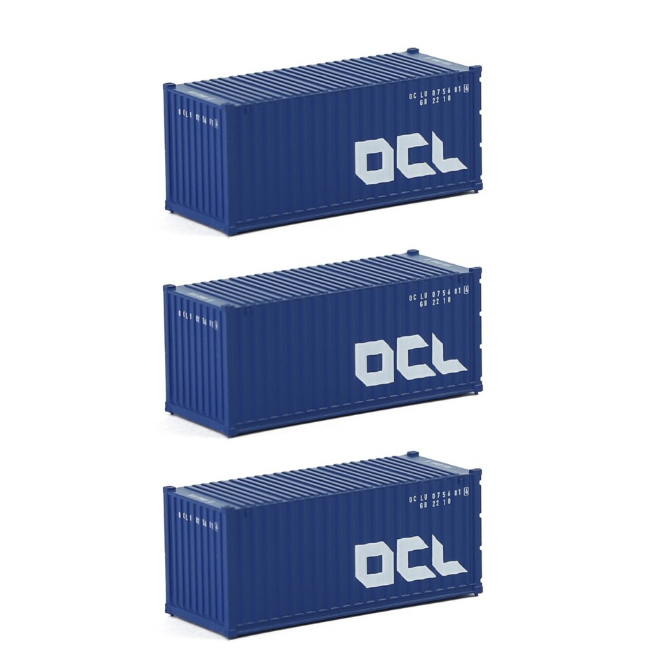 3pcs N Scale 1:160 20ft Shipping Container 20' Cargo Box with Magnets ...