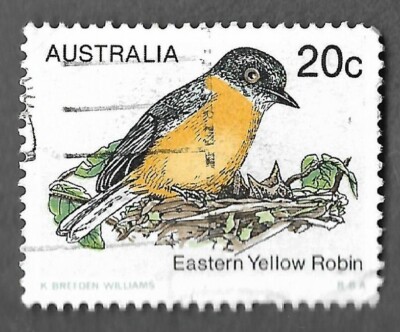 AUSTRALIA 20C EASTERN YELLOW ROBIN BIRD STAMP | eBay