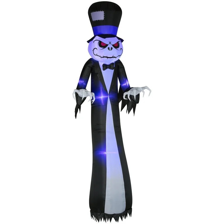 Gemmy Giant-Sized 12 ft Short Circuit LED Grimace Pumpkin Reaper ...