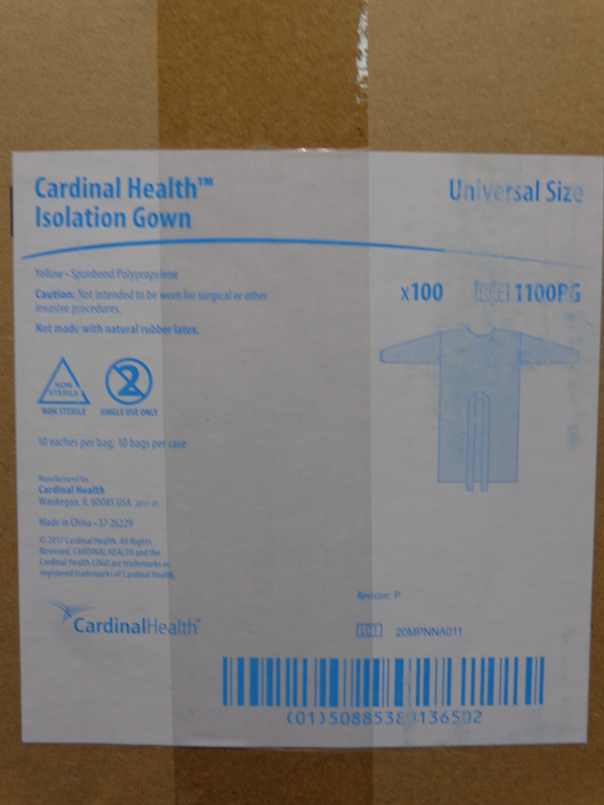 Cardinal Health Convertors Isolation Gowns UNIVERSAL Yellow CASE OF 100 ...