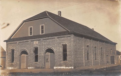 D95/ Mount Hope Kansas Ks Real Photo RPPC Postcard c1910 Township Hall ...