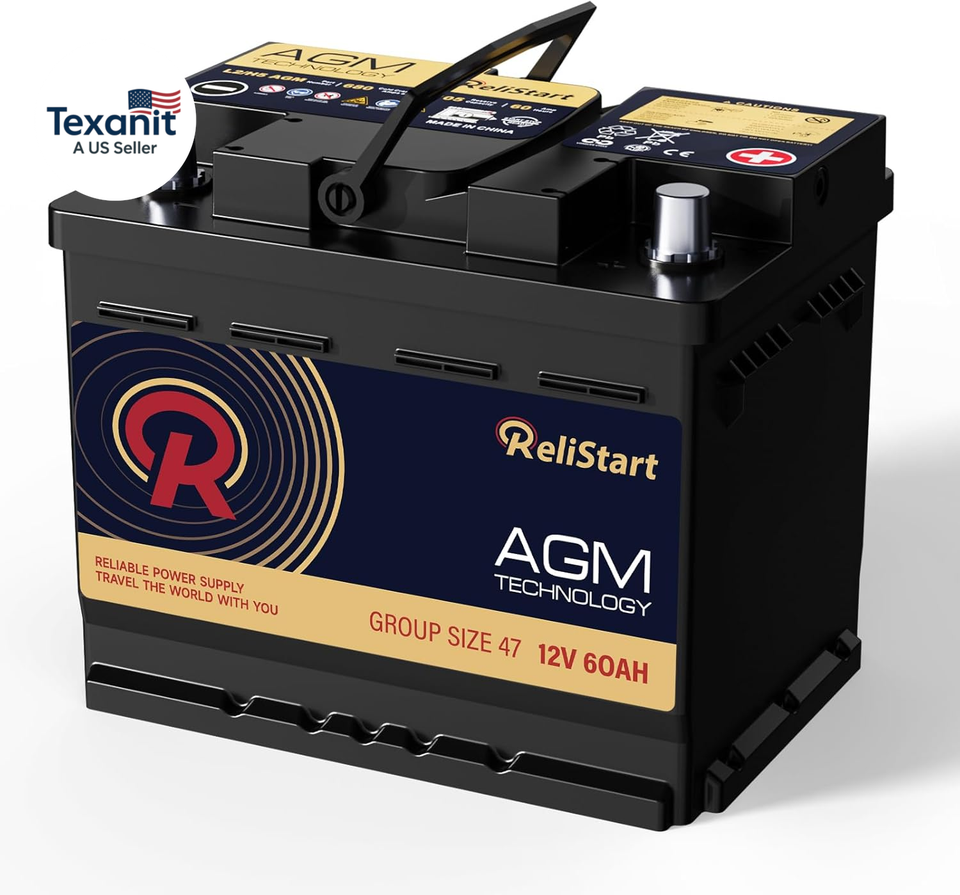 AGM Battery BCI Group 47 Car Battery-12V 60Ah H5 Size 47 Automotive ...
