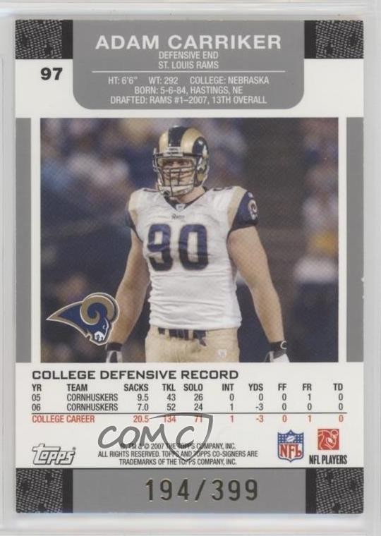 2007 Co-Signers Red Changing Faces Gold Adam Carriker Steve Jackson ...