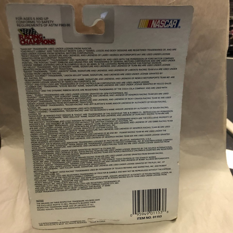 Racing Champions Ward Burton #22 MBNA America 1996 Pontiac 1/64 Diecast ...