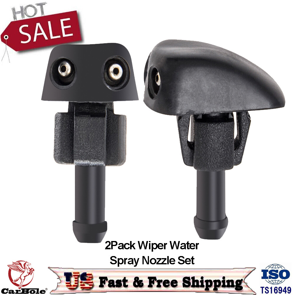 2x Car Auto Window Windshield Washer Spray Wiper Sprinkler Nozzle Black ...