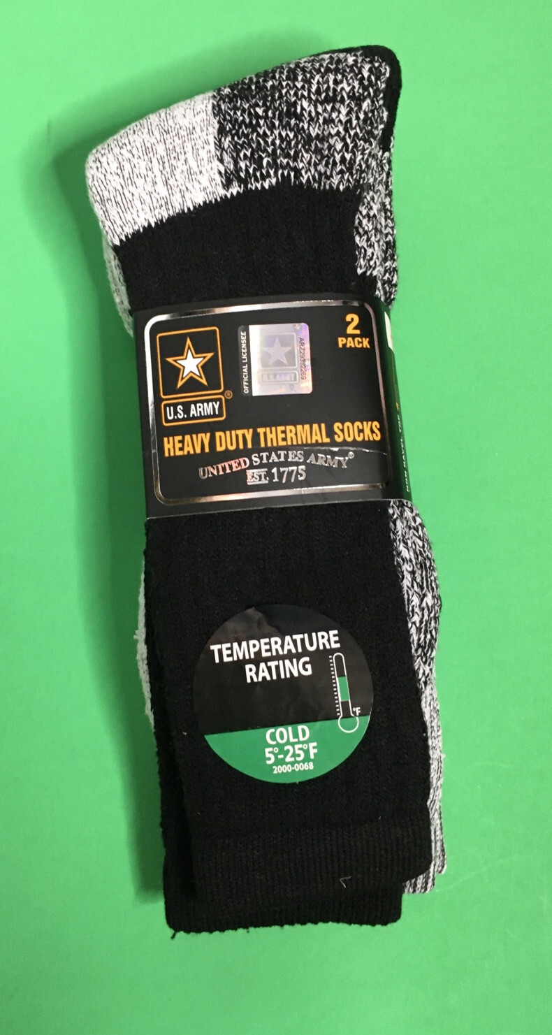 U.S. ARMY 2 PAIRS HEAVY DUTY THERMAL BOOT SOCKS MENS SZ 6-12.5 Black ...