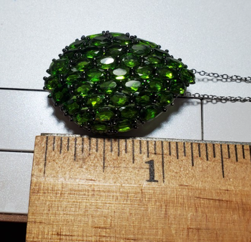 Sterling Silver & Natural Tsavorite Green Garnet Pendant/Necklace ...