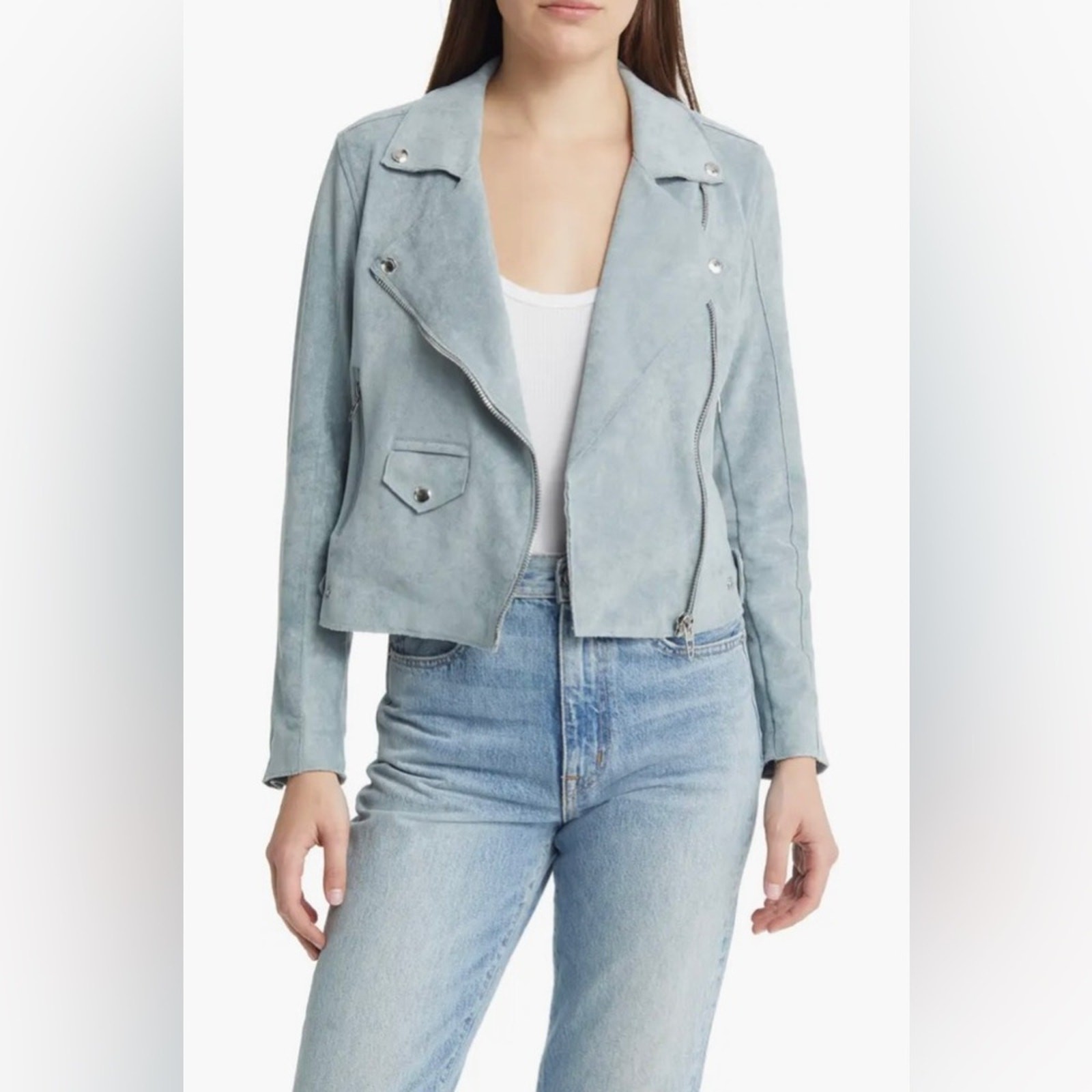 NWT Blank NYC Faux Suede Jacket Grey/Blue Color Size S | eBay