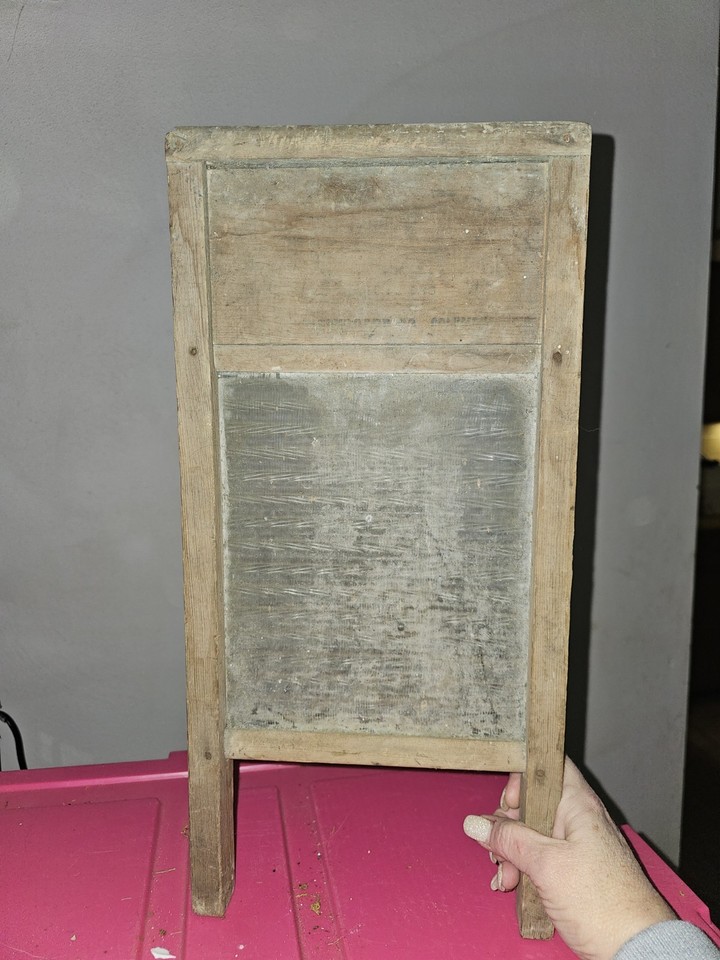 Antique Wooden Washboard w/ Glass Scrub Surface 18x8.5 Primitive Decor ...