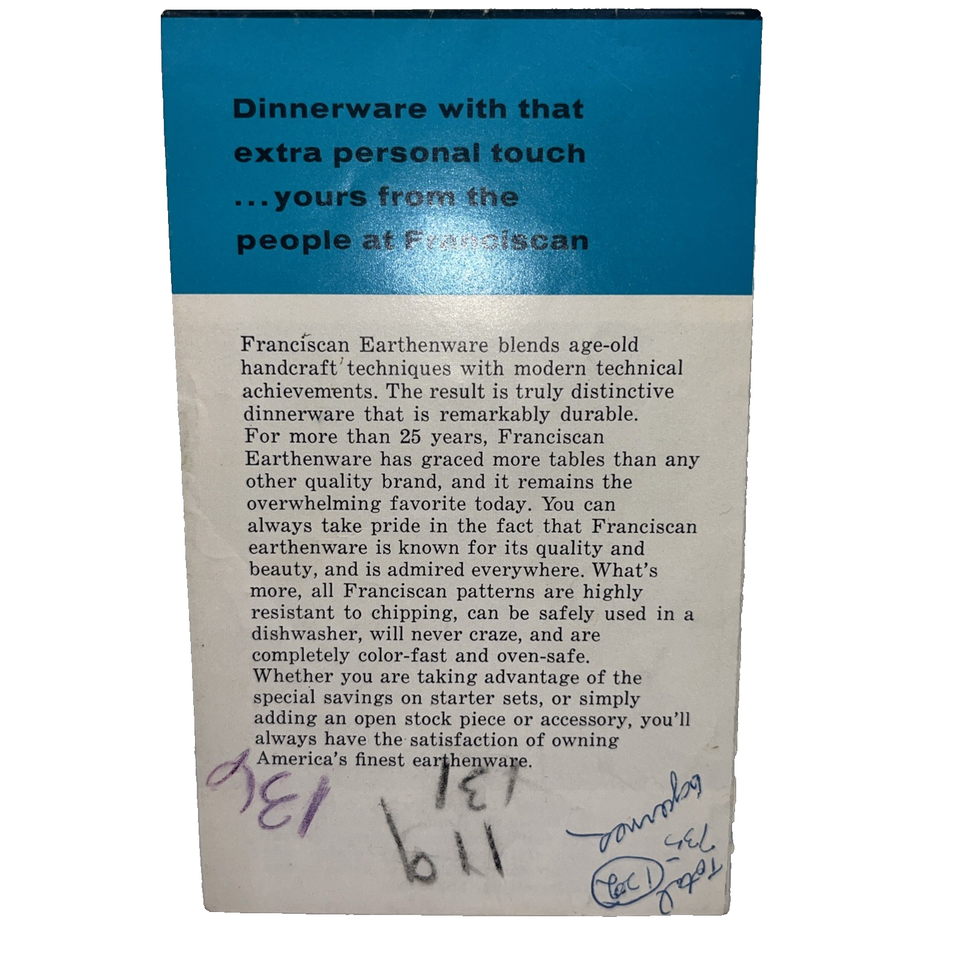 1962 brochure ad pamphlet sales sample for Franciscan Ware - Starburst ...
