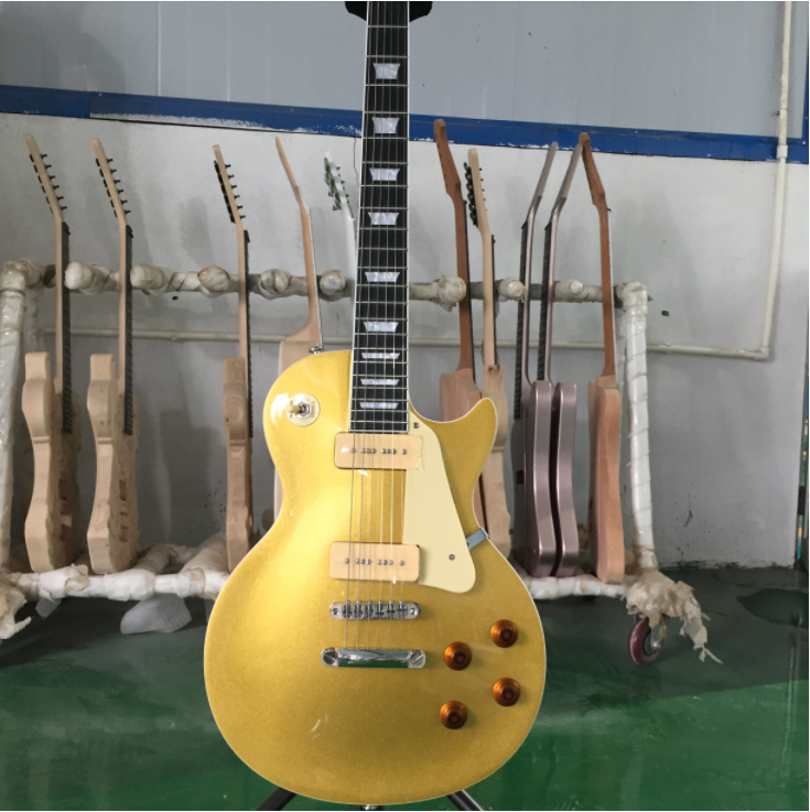 Custom LP Electric Guitar Gold P90 Pickups ABR Bridge Chrome Hardware ...