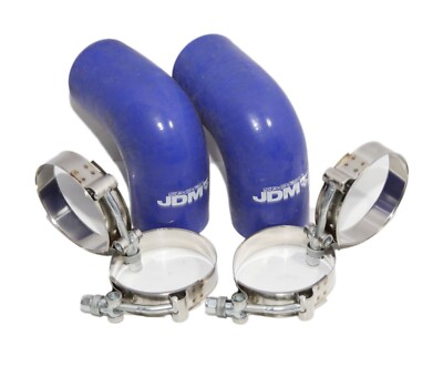 JDM BLUE 4PLY 2x90 Degree 2" ID Silicone Hose+2xStainles Steel T-clamp ...