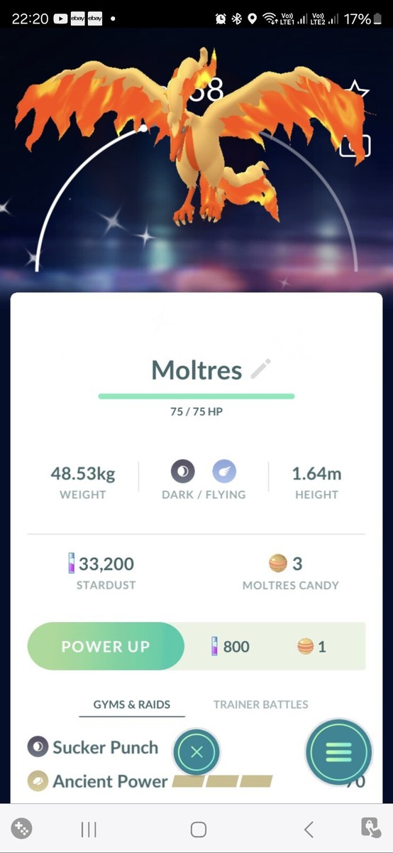 Moltres Evolution Chart