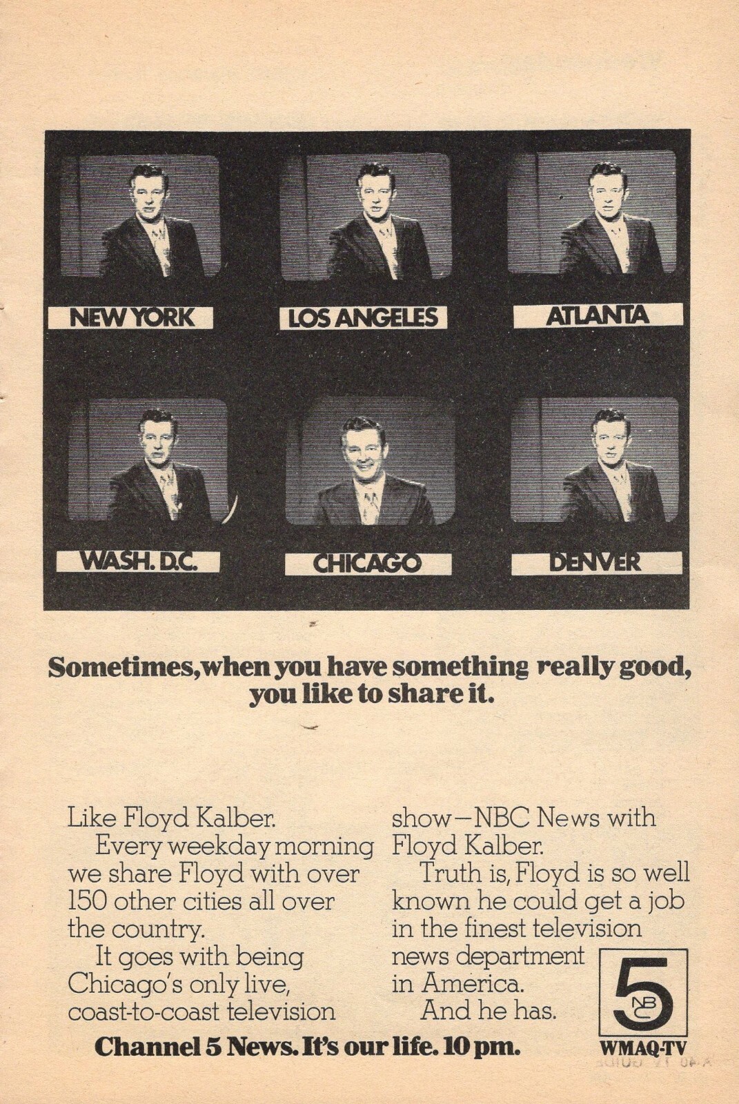 1971 WMAQ CHICAGO TV NEWS AD~FLOYD KALBER REPORTER Something Really ...