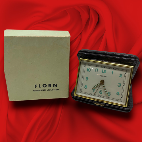 Vintage Florn Brown Leather Travel Alarm Clock #70 Germany Luminous ...