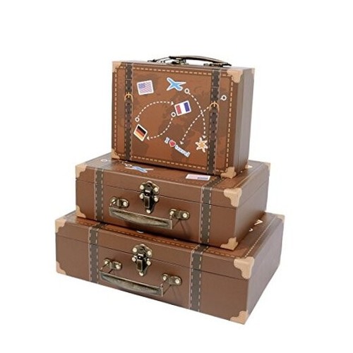 Brown Small Suitcase Boxes (Set of 3) | Paperboard Style Decorative ...