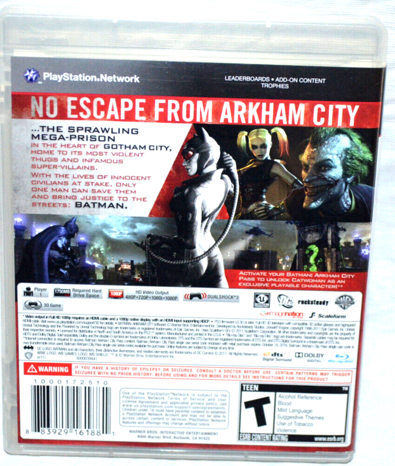 Batman Arkham City Playstation PS3 Video Game 883929161881| eBay