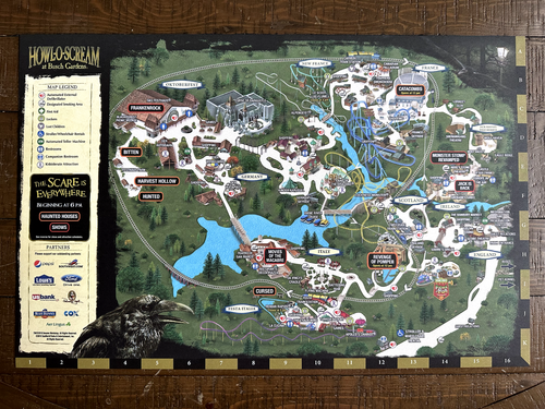 2010 Busch Gardens Williamsburg Howl-O-Scream Theme Park Map / Poster ...