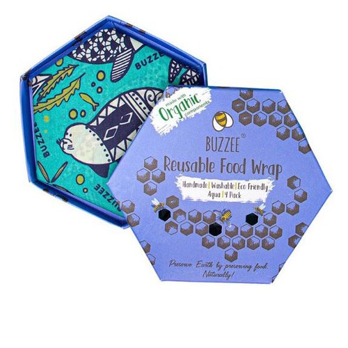 Buzzee Eco-Friendly Reusable Food Wraps Kitchen Pack of 4 Aqua | eBay ...