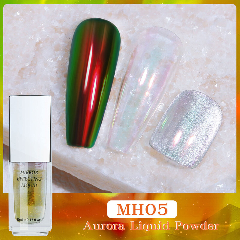 Magic Mirror Powder Holographic Laser Nail Polish Liquid Nail Glitter ...
