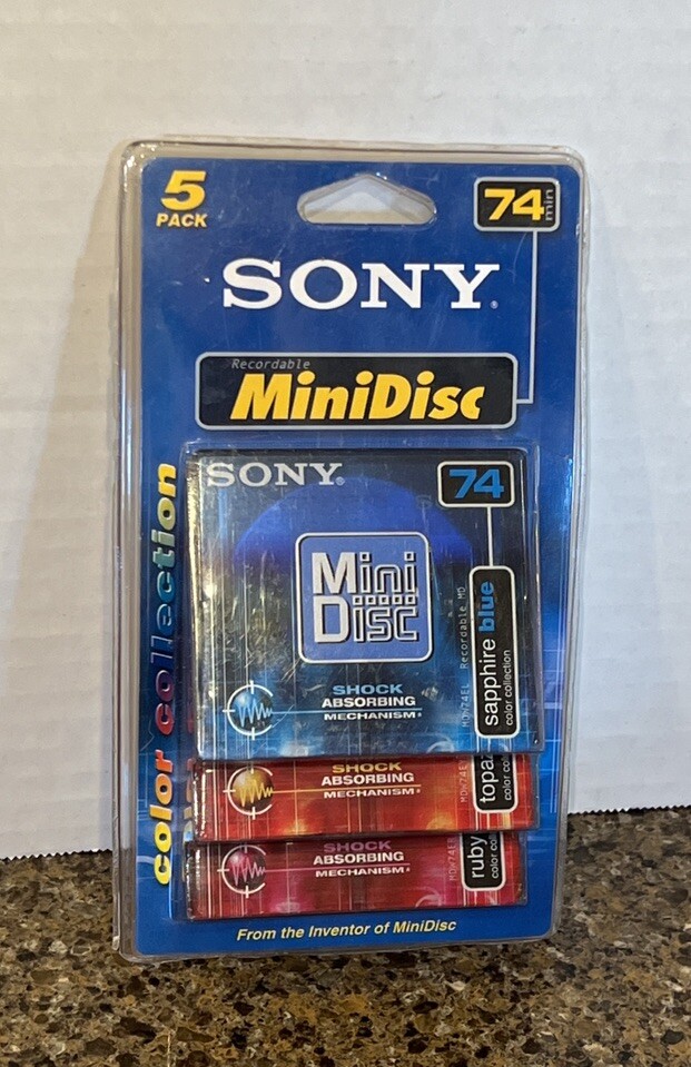 Sony Recordable MiniDisc 5 Pack Color Collection 74 Minute New Old ...