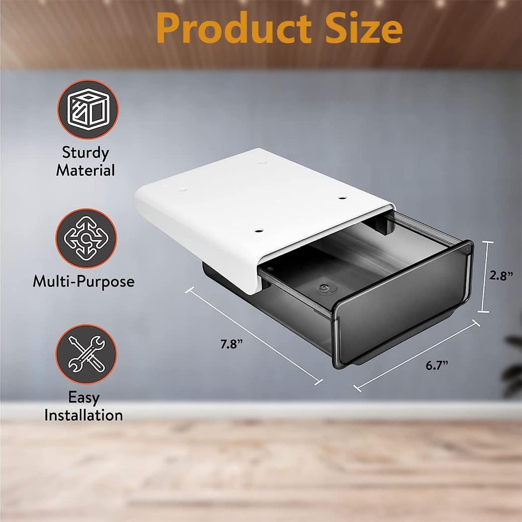 under Desk Drawer Storage Organizer, Self-Adhesive Attachable under ...