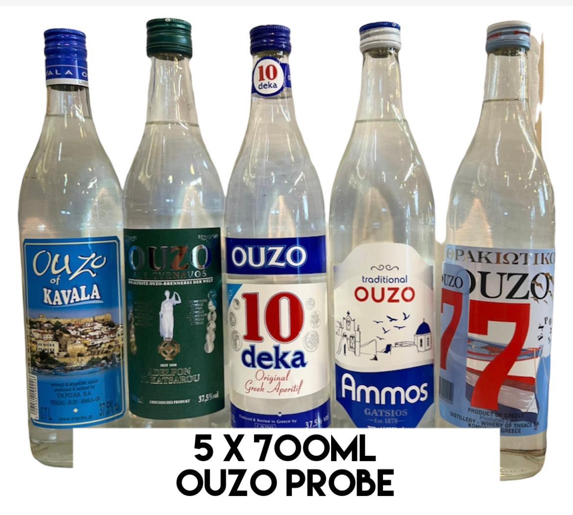 Ouzo Probe Box Taste + Ouzo Glas Gratis 5x700ml Katsaros Greek Ouzo ...